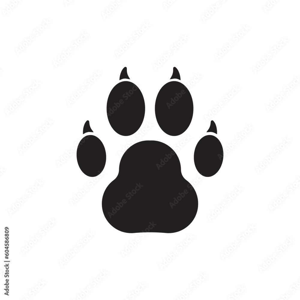 Paw vector icon. Animal paw icon. Dog and cat paw sign. Paw print ...