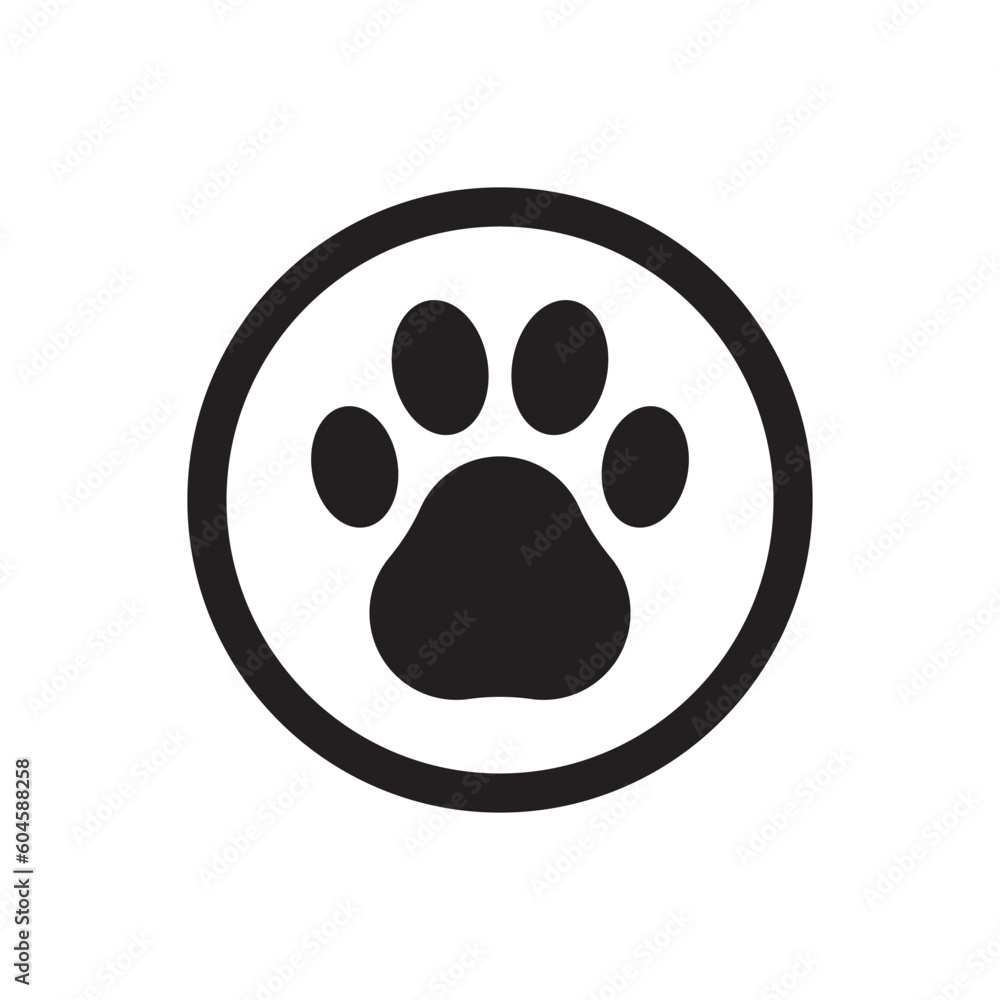 Paw vector icon. Animal paw icon. Dog and cat paw sign. Paw print ...