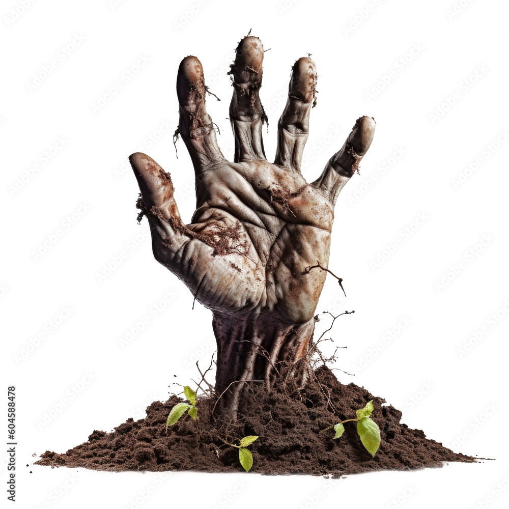 Zombie Hand Coming Out on Soil Isolated on Transparent Background ...