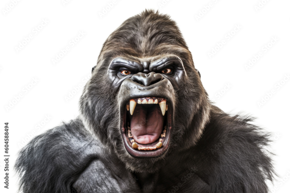 Angry Gorilla Isolated on Transparent Background - Generative AI Stock ...