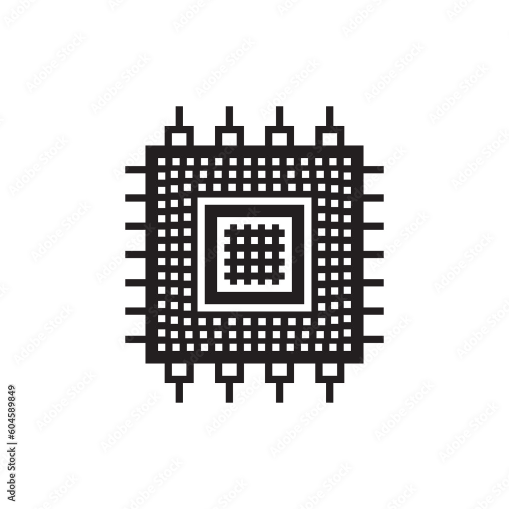 Processor Vector Icon Cpu Microprocessor Flat Sign Design Computer