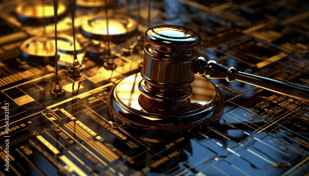 Legal technology, represented by the colors gold, white, grey, blue ...