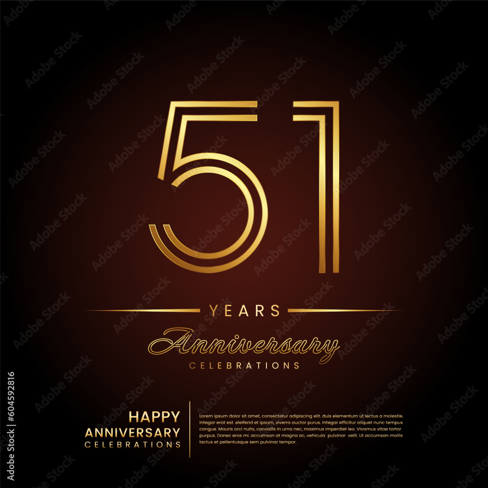 51 years anniversary, anniversary template design with double line ...