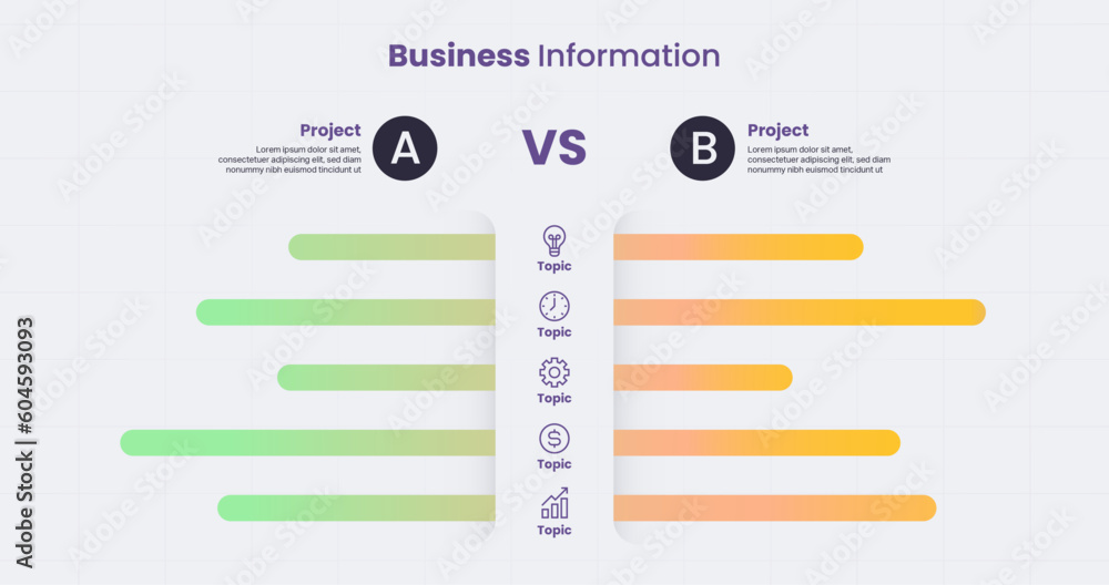 infographic comparison chart diagram template for 2 project and 5 topic ...