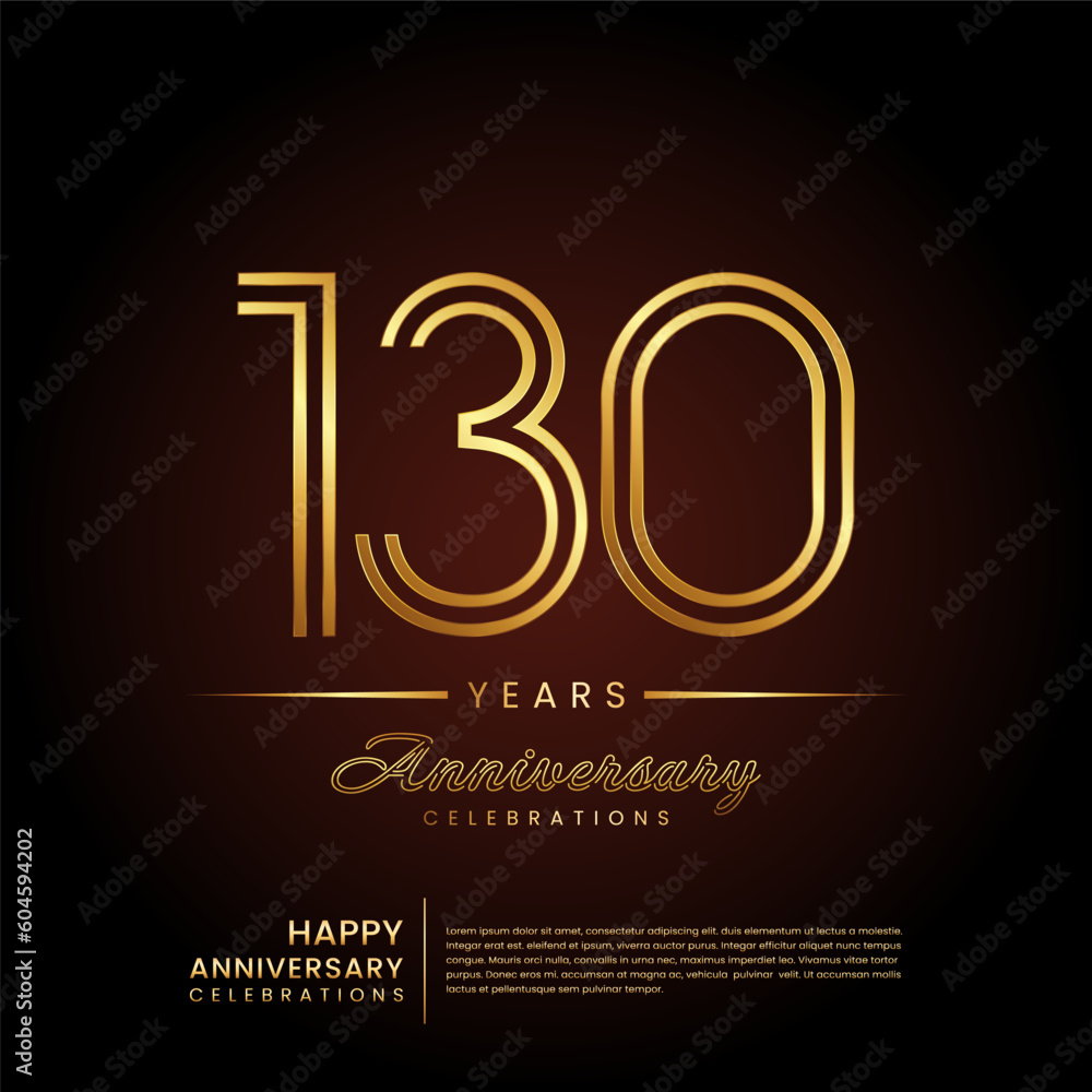 130 years anniversary, anniversary template design with double line ...