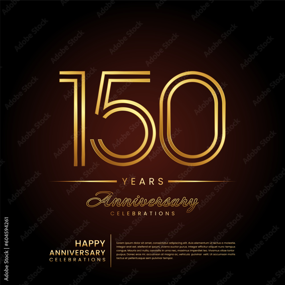150 years anniversary, anniversary template design with double line ...