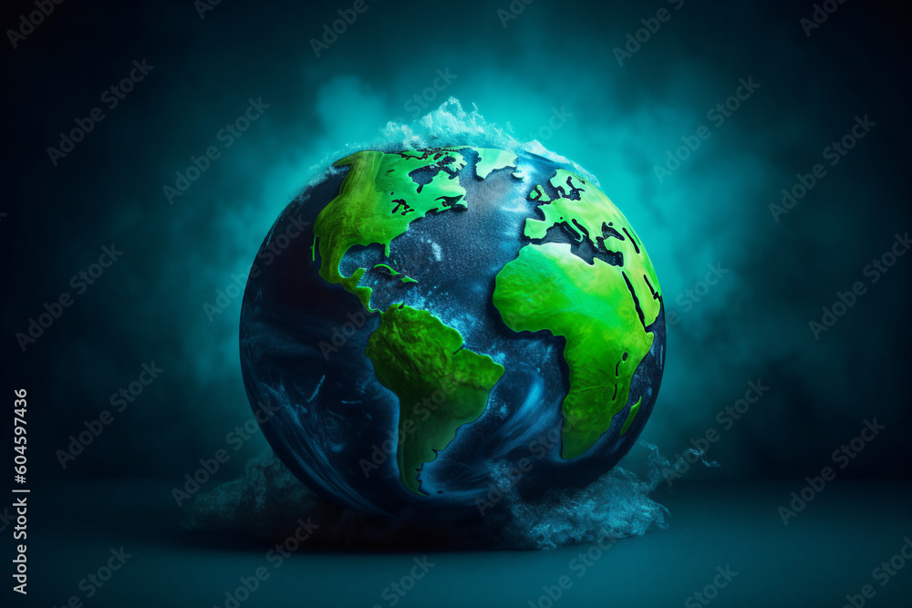 ภาพประกอบสต็อก Die Erde leidet unter der globalen Erwärmung und dem ...