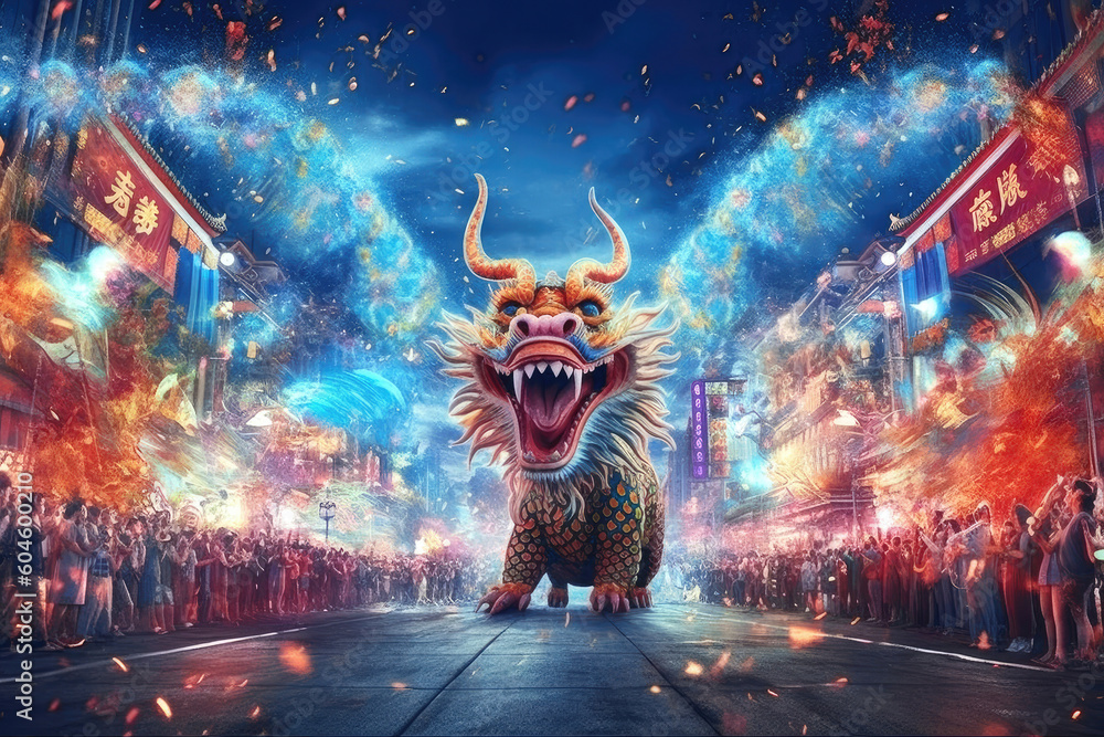 Photo & Art Print Symphony of Tradition: Chinese Dragon Festival ...