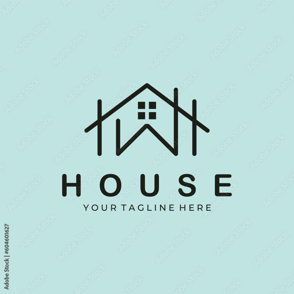creative home logo design line art icon minimalistic vector ...