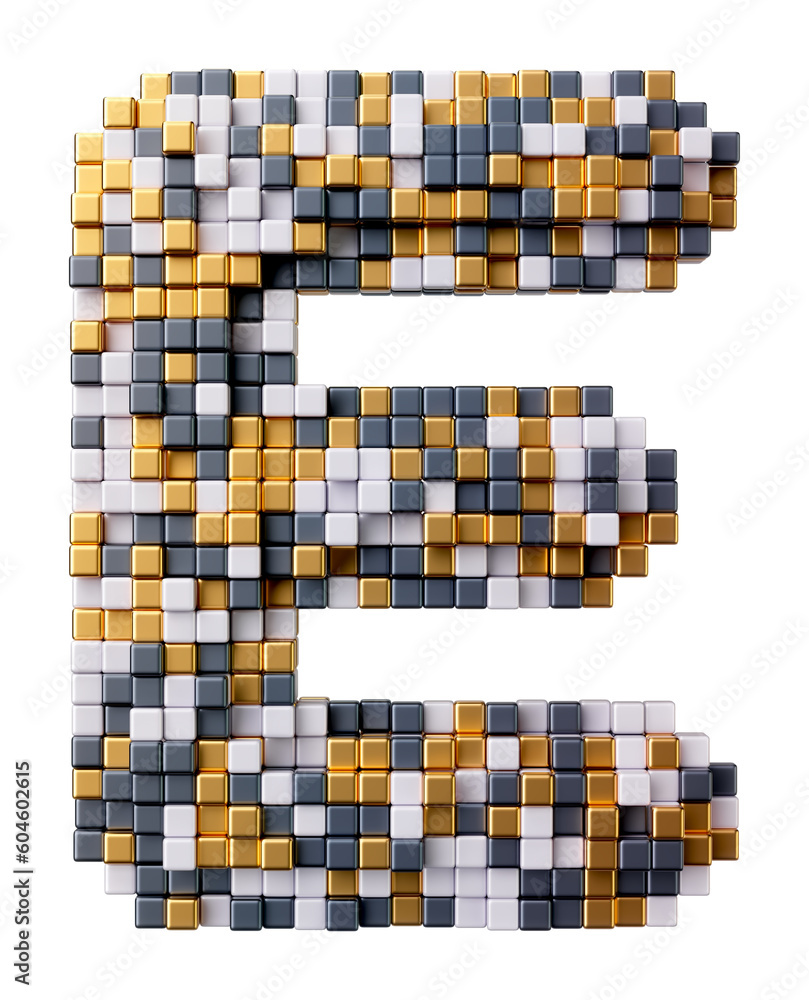 Letter E of alphabet digital pixel font isolated on transparent ...