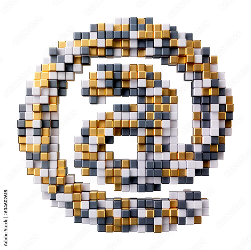 Symbol Email, At of alphabet digital pixel font isolated on transparent ...