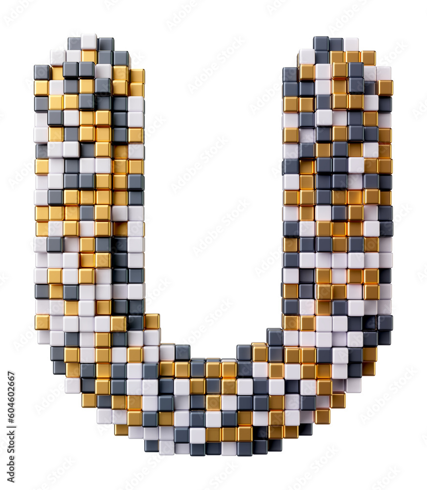 Letter U of alphabet digital pixel font isolated on transparent ...