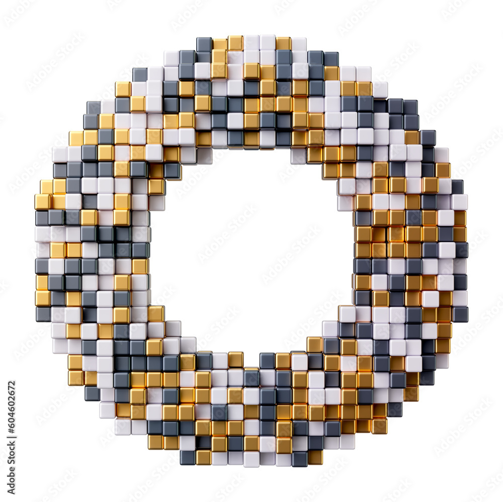 Letter O of alphabet digital pixel font isolated on transparent ...