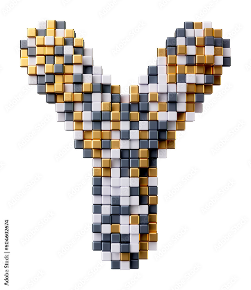 Letter Y of alphabet digital pixel font isolated on transparent ...