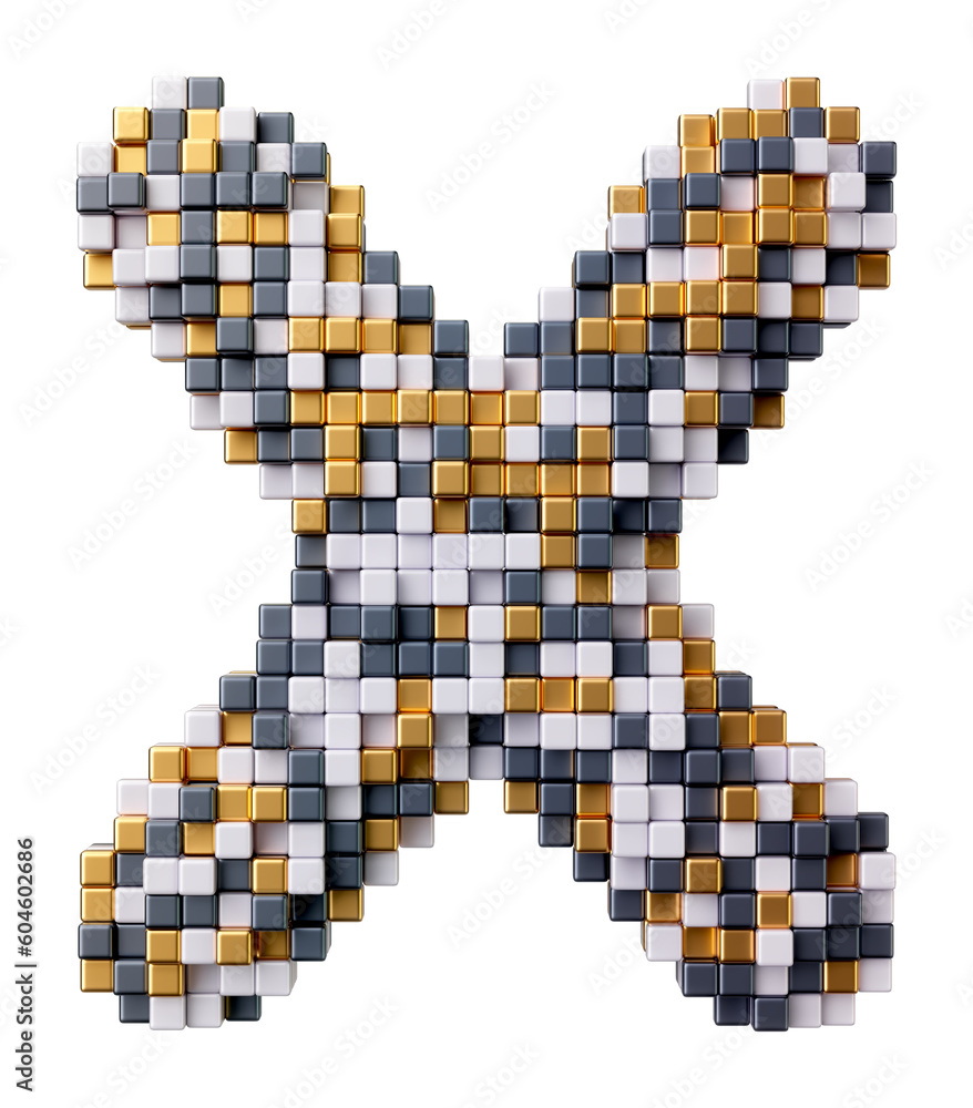 Letter X of alphabet digital pixel font isolated on transparent ...