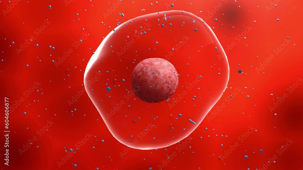 Floating healthy cell in liquid. Laboratory research or experiment ...