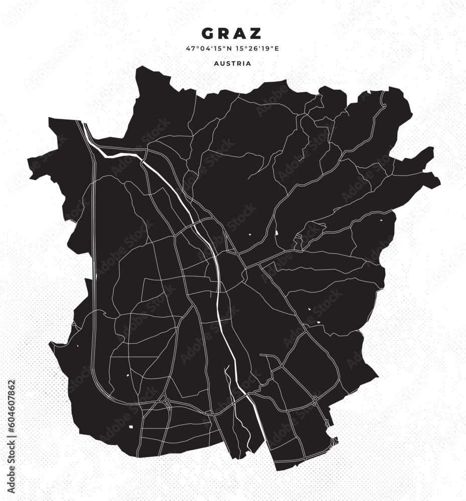 Graz - Austria map vector poster flyer Stock Vector | Adobe Stock