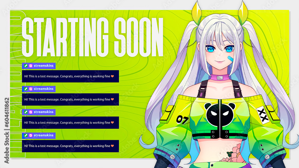 VTuber Stream Overlay Starting Soon Stock Illustration | Adobe Stock