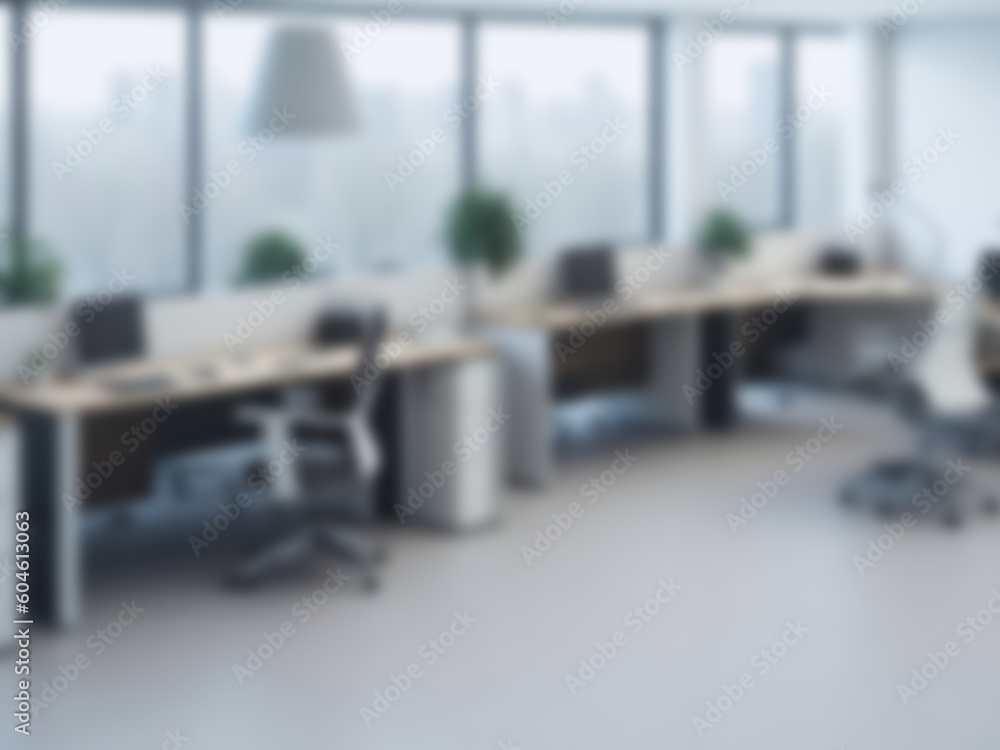 Blurred office workspace interior with modern style, workplace with ...