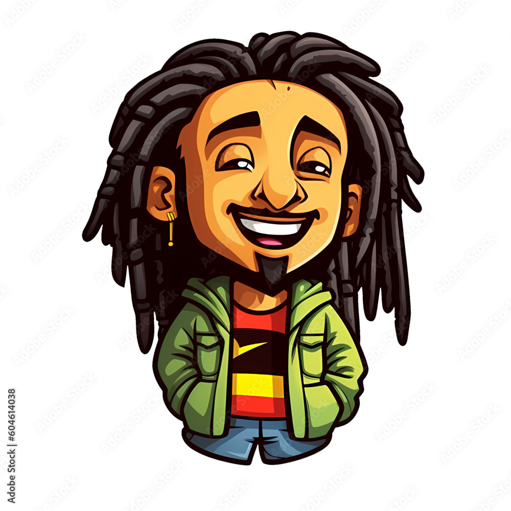 Cute cartoon Jamaican character Rastafarian Stock Vector | Adobe Stock