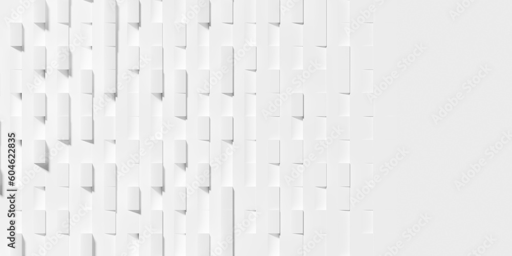 Random shifted inset and offset white small rectangle cubes fading out ...