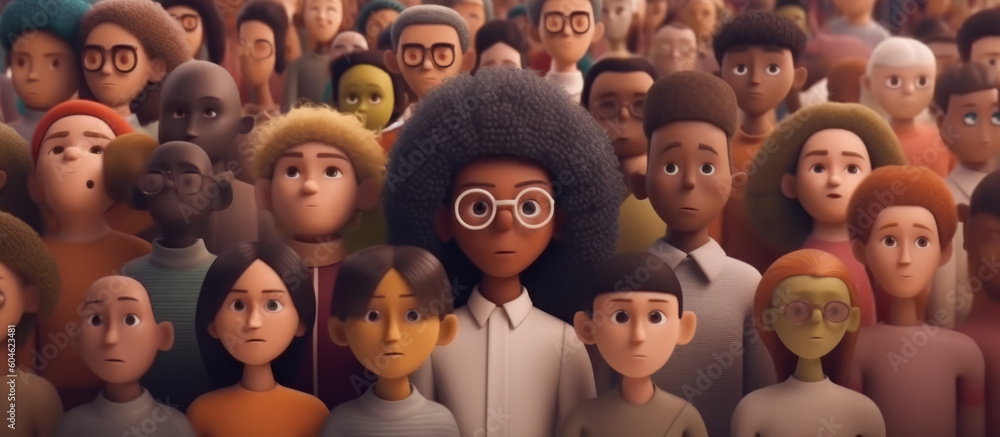 Diversity and inclusion concept: A group of people from many cultural ...