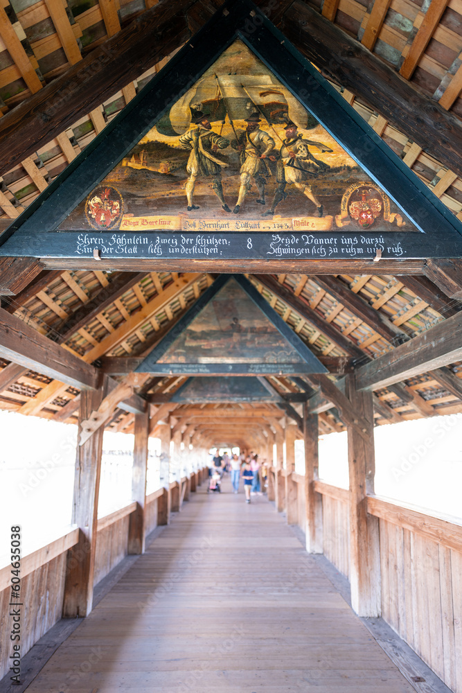 Switzerland travel- Chapel Bridge triangle Renaissance style 17 century ...