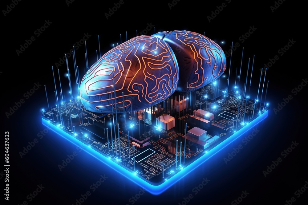 AI Artificial intelligence digital brain neural network. AI Robot, Electronic brain, electronic ...