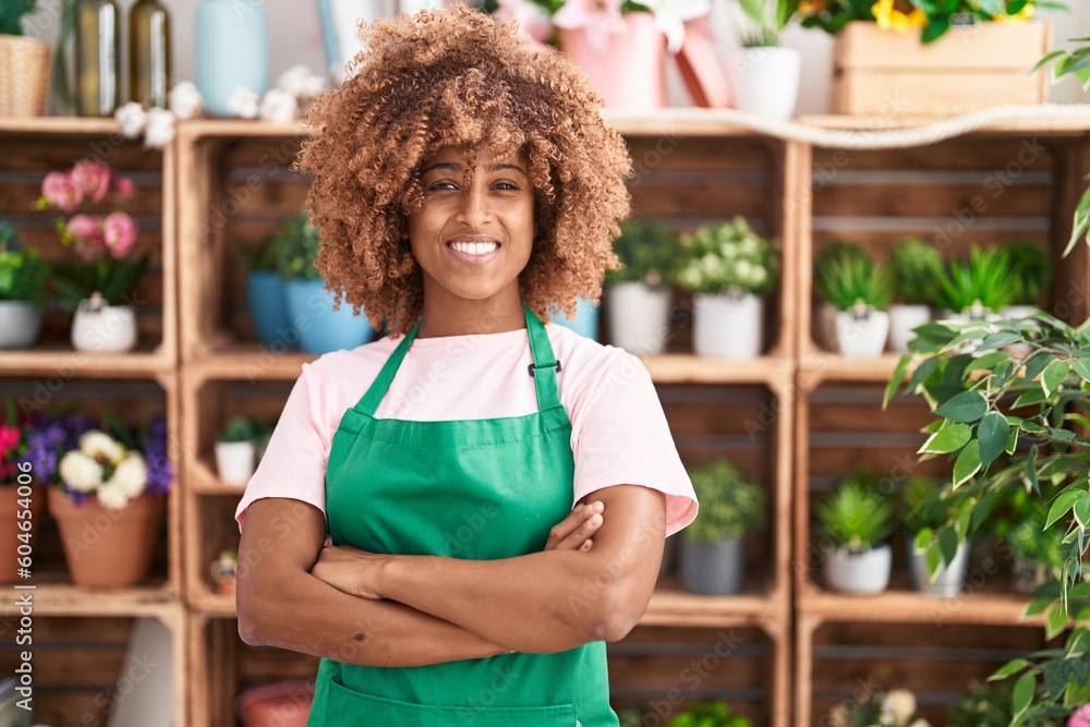 African american woman florist smiling confident standing with arms ...