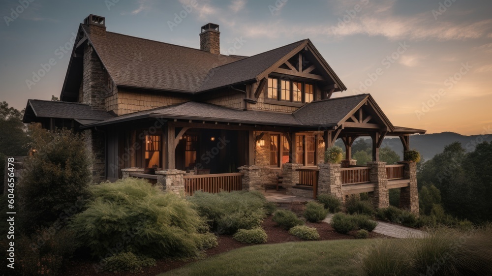 Home architecture design in Mid-Century Style with A-frame roof ...