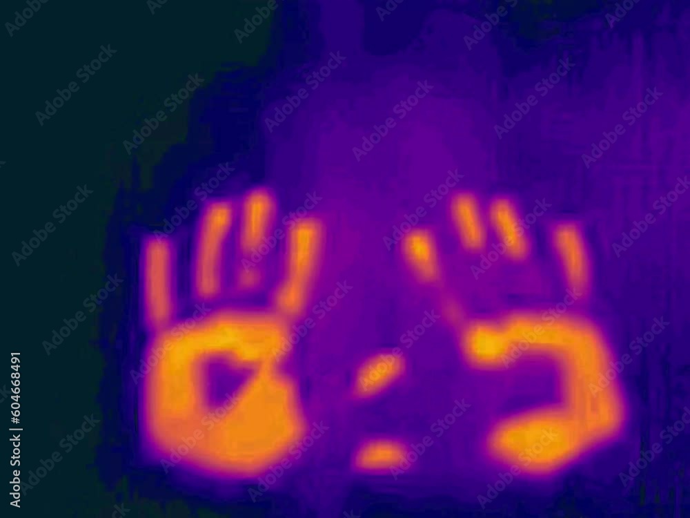 Video of heat transfer process between two hands of human body and a ...