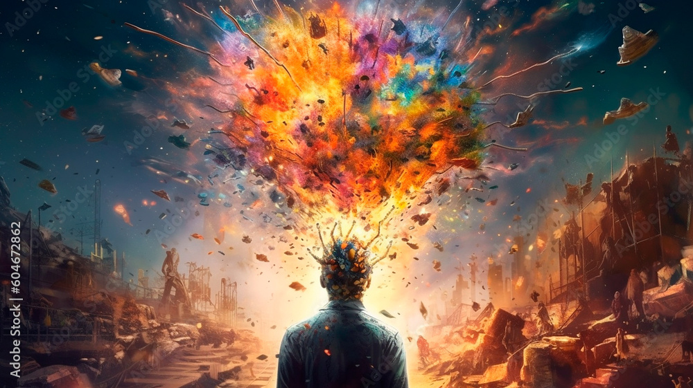 Annual collective mind concept art, exploding mind, inner world, dreams ...