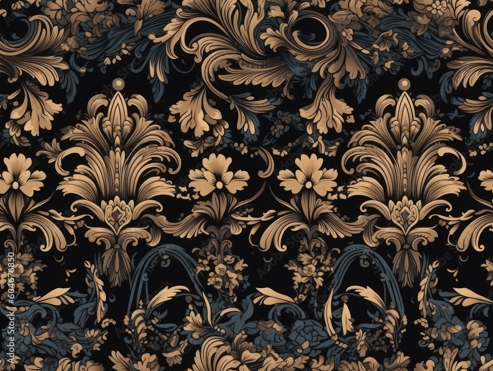 Seamless pattern Royal vintage Victorian Gothic background Rococo ...