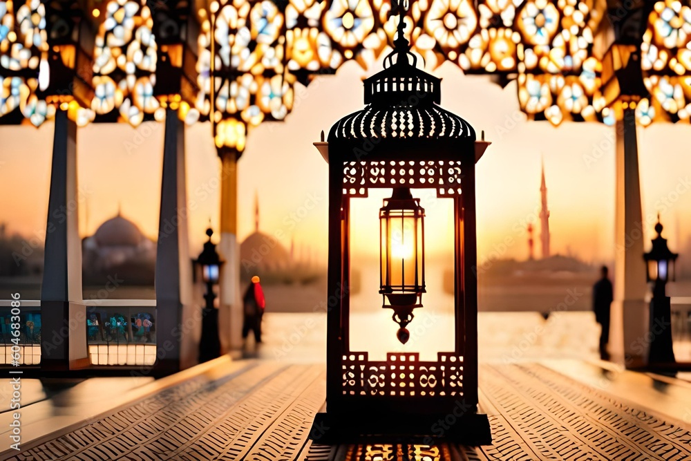 islamic background wallpaper mosque by Ai generative Stock Illustration ...