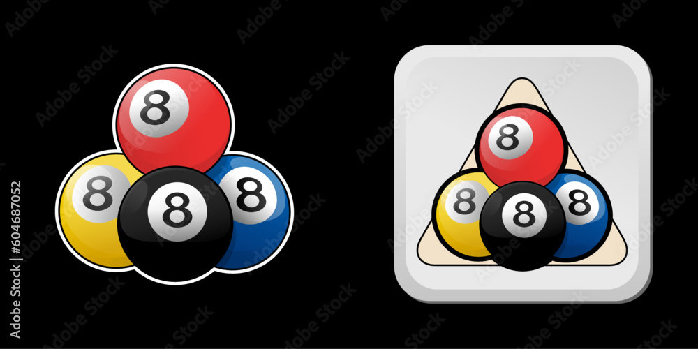 vector illustration of a billiard ball icon with cartoons and 3d effect ...