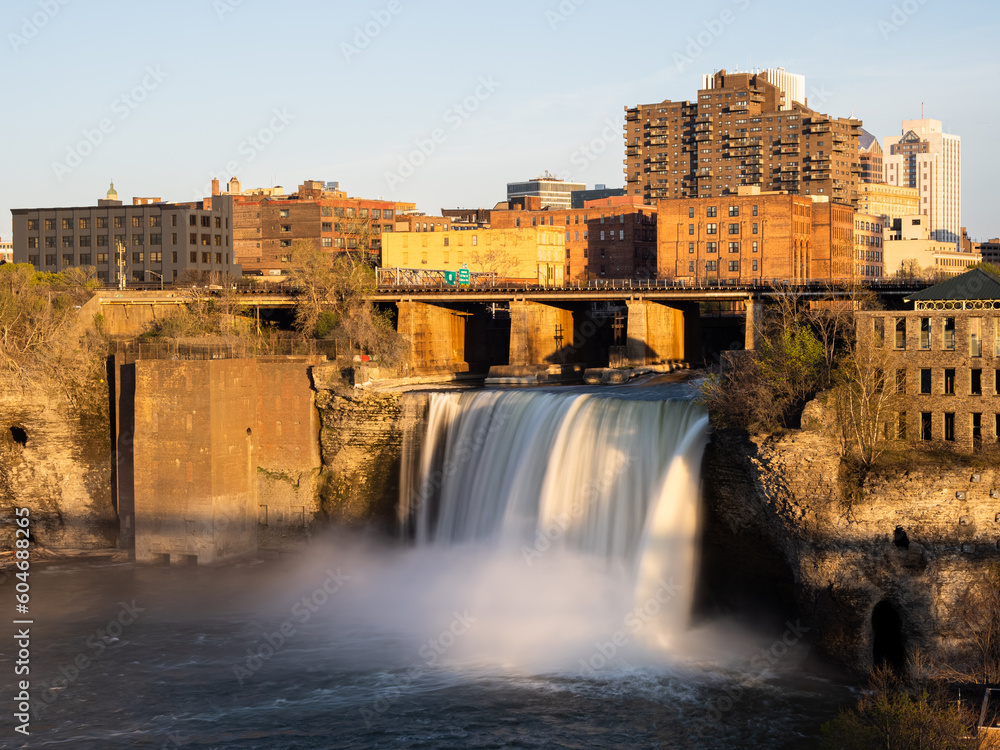 High Falls in Rochester, Upstate New York State, with silky, smooth ...