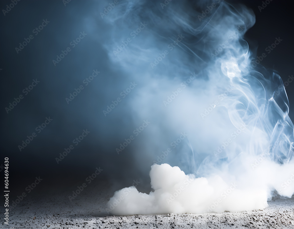 Smoke or fog steam set on black color background. Hazy steam curls for ...