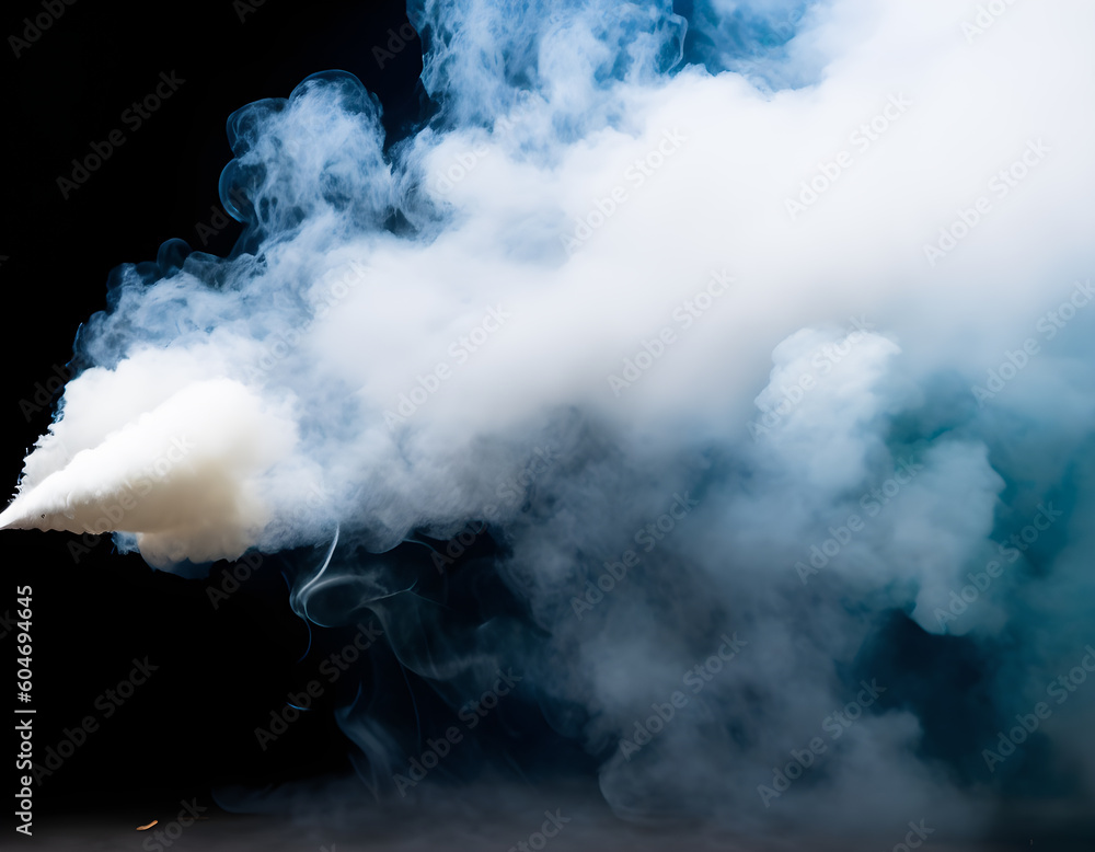 Smoke or fog steam set on black color background. Hazy steam curls for ...