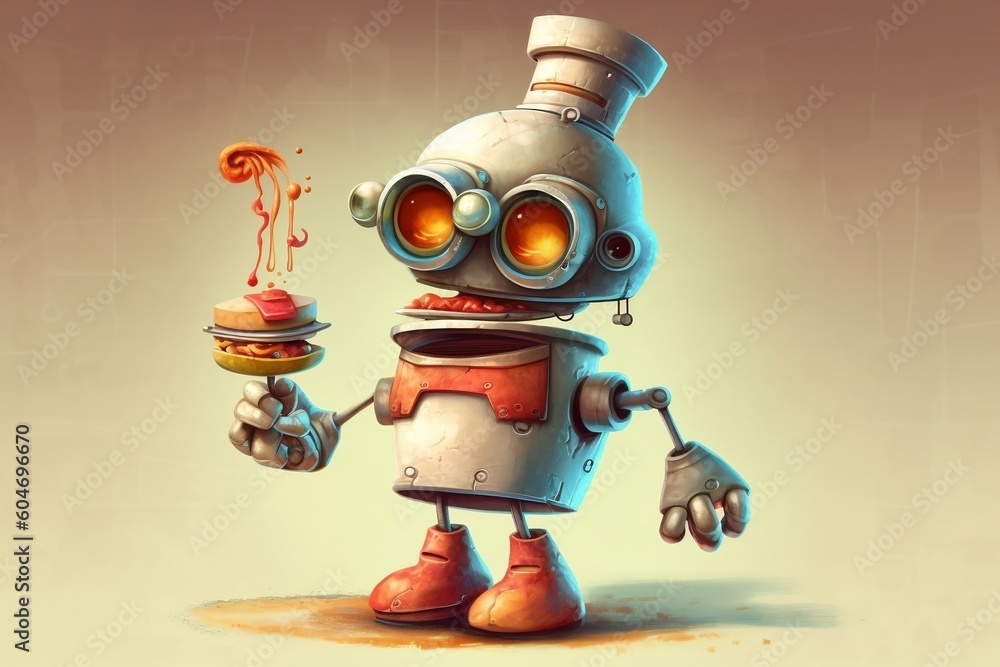 Character design of a robot with a chef's hat. AI Stock Illustration ...