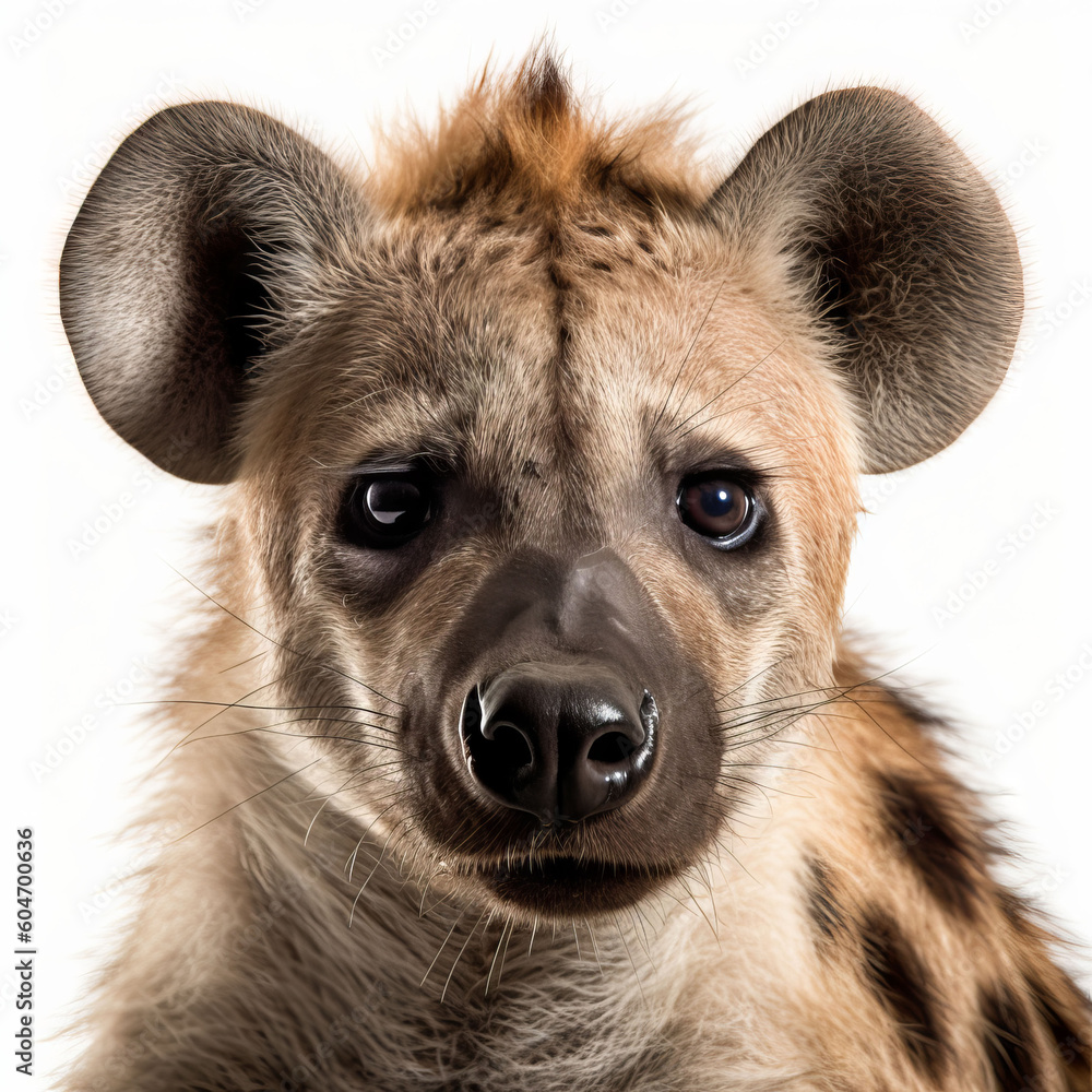 Front view close up of hyena animal isolated on transparent background ...