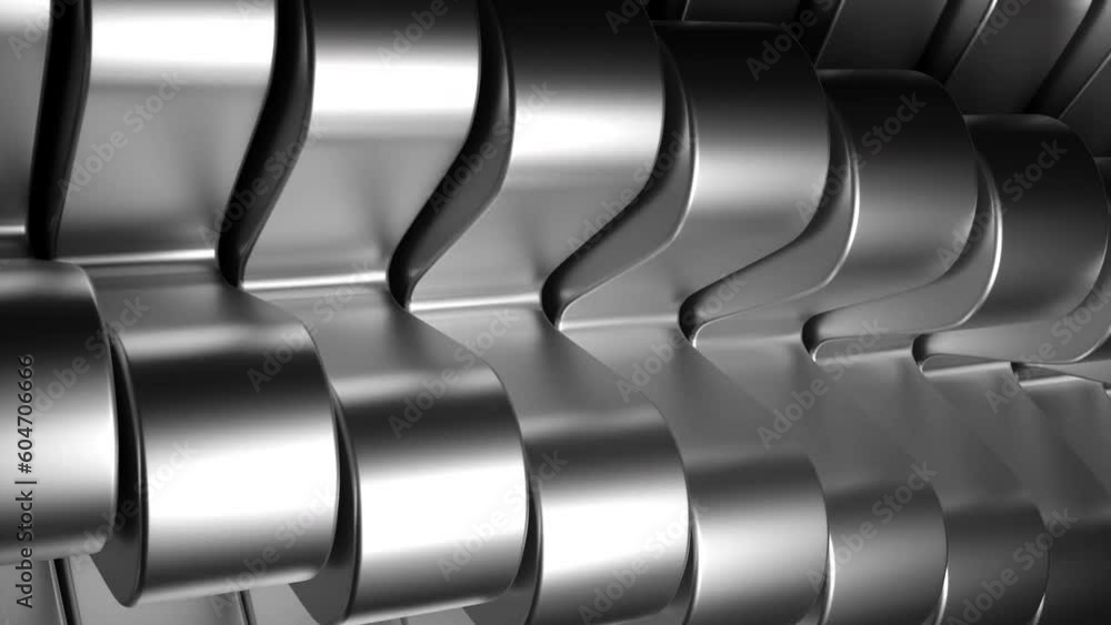 Rotating metal corners in spiral. Design. Bends of metal spiral moving ...