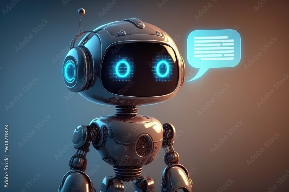 Cute robot character. Chatbot for social media chat. distinct generative AI image. Stock ...