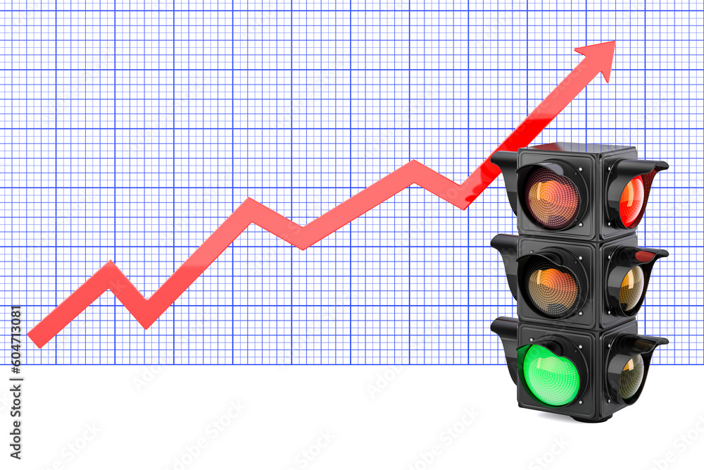 Traffic light with growing chart, 3D rendering Stock Illustration ...