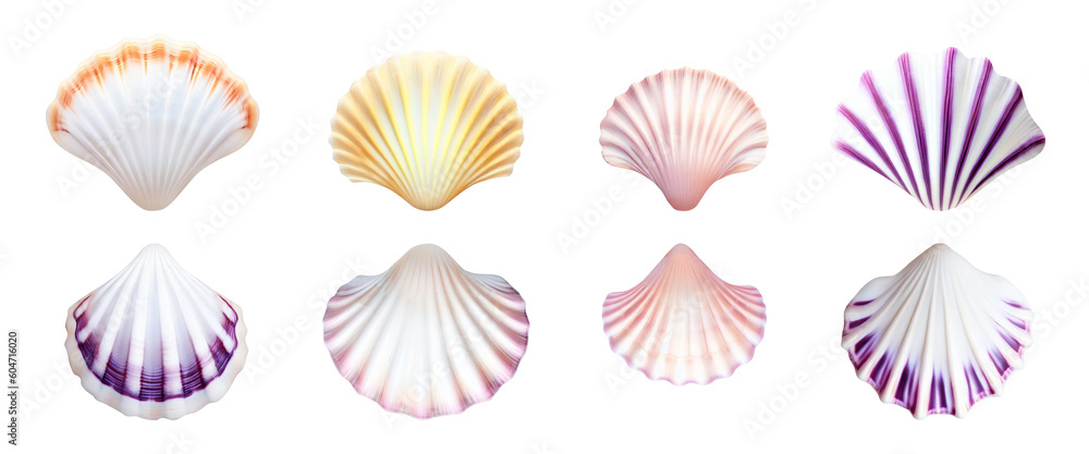 scallop shell set isolated on transparent background created with ...