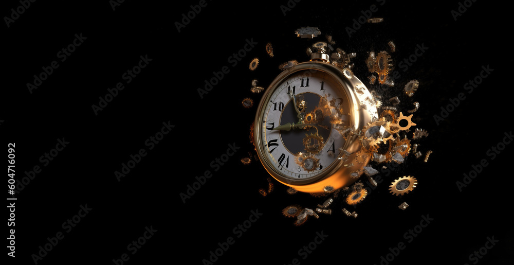 until the end of time , exploding clock concept, Created using ...