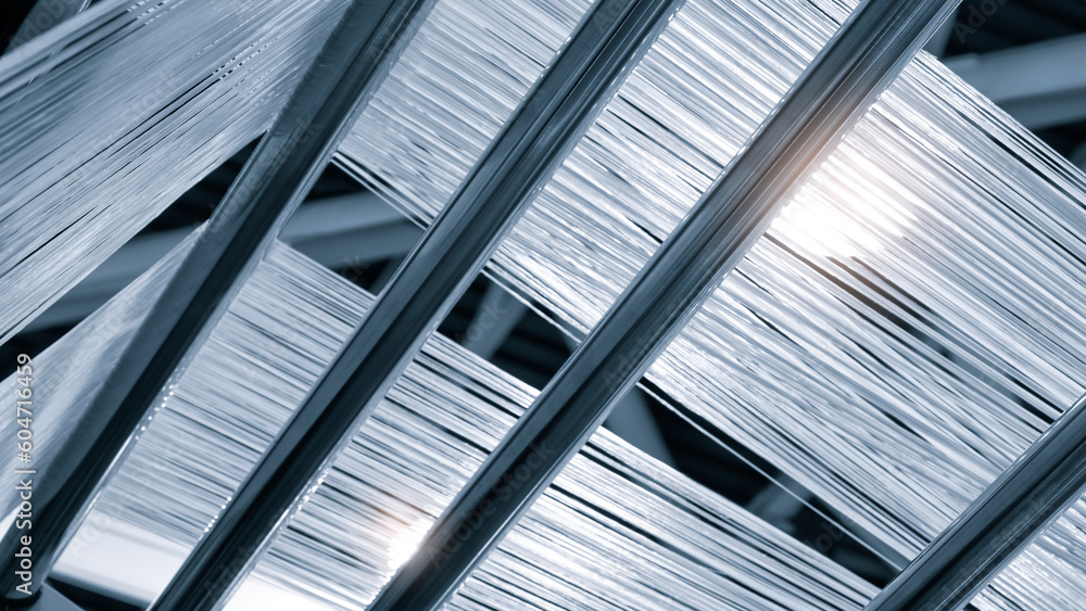 synthetic textile thread, thread at industrial weaving manufacturing ...