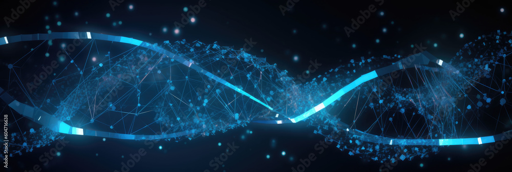 DNA Banner. Medical science, genetic biotechnology, chemistry biology ...