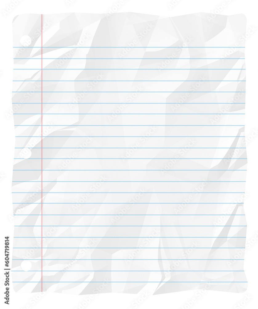Lined School Writing Paper Crinkled Background Blank Copy Space Stock ...