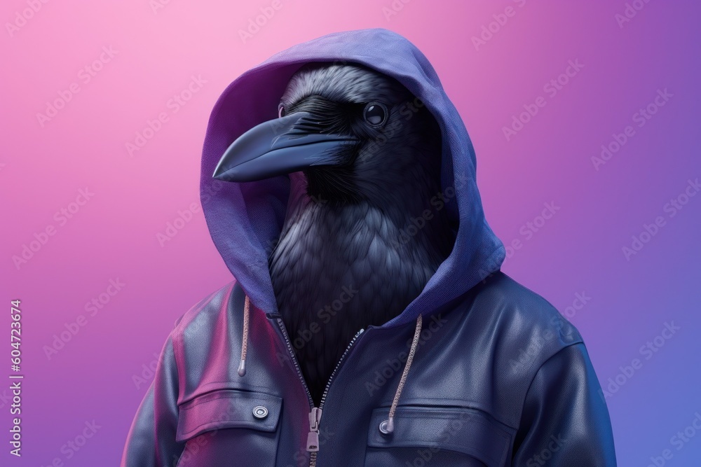 Anthropomorphic Black Crow dressed in human clothing. humanized animal ...