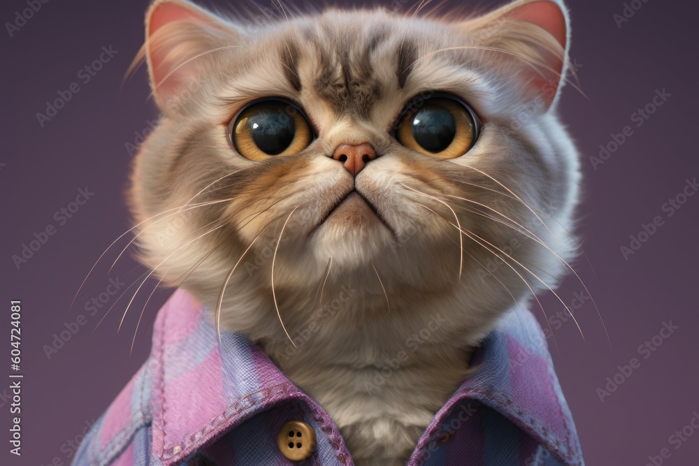 Anthropomorphic cat Scottish fold dressed in human clothing. humanized ...